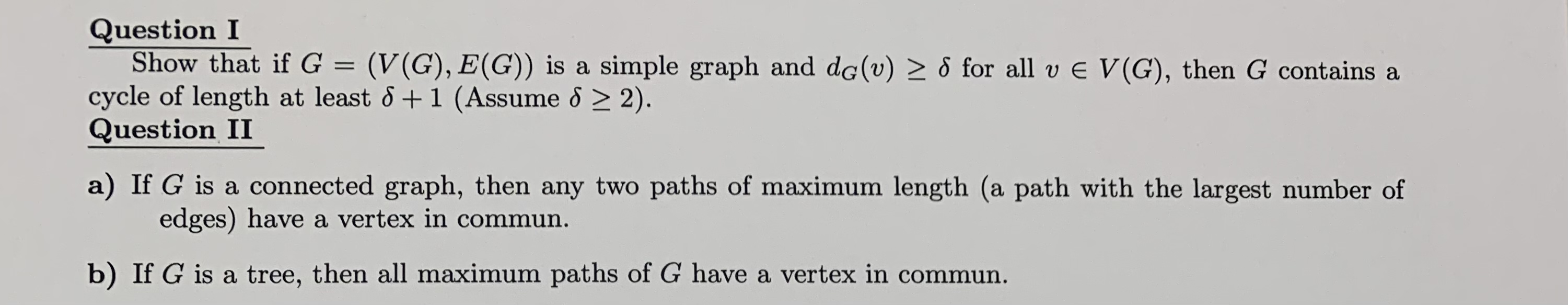 Solved Question IShow that if G=(V(G),E(G)) ﻿is a simple | Chegg.com