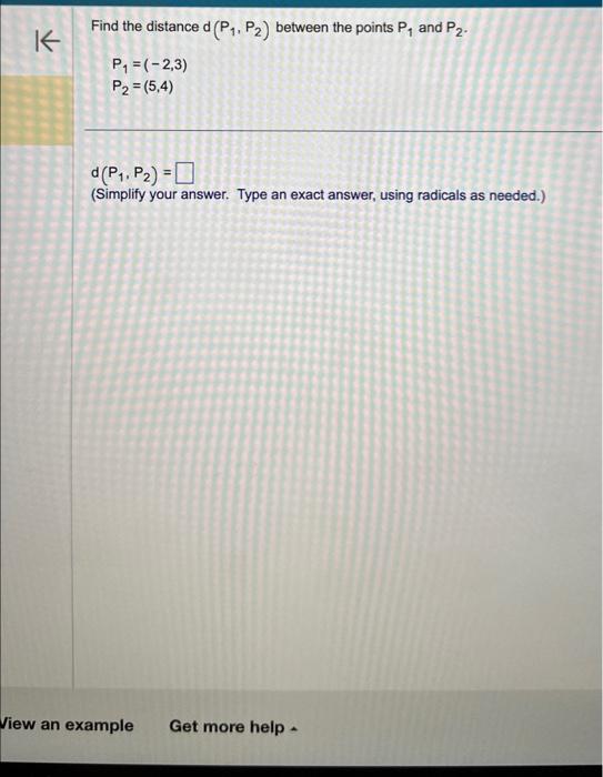 Solved Find the distance d (P₁, P2) between the points P₁ | Chegg.com