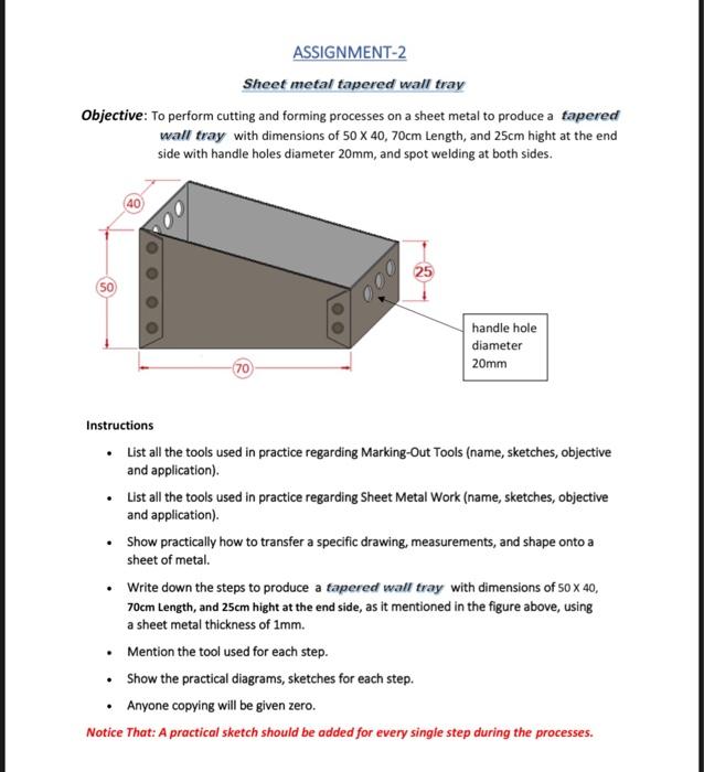 Solved ASSIGNMENT-2 Sheet metal tapered wall fray Objective: | Chegg.com