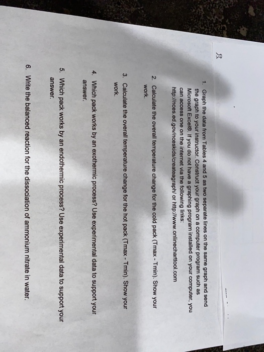 Solved Data Sheet Experiment 2 Data Sheet Table 4: Cold Pack | Chegg.com