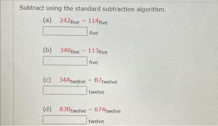Solved Subtract Using The Standard Subtraction Algorithm 6906