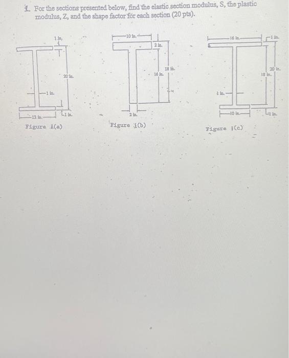 Solved 1. For the sections presented below, find the elastic | Chegg.com