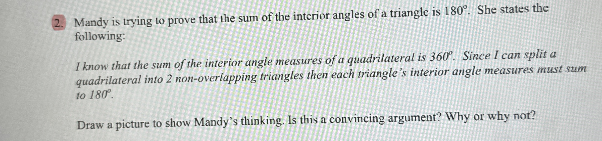 Solved Mandy is trying to prove that the sum of the interior | Chegg.com