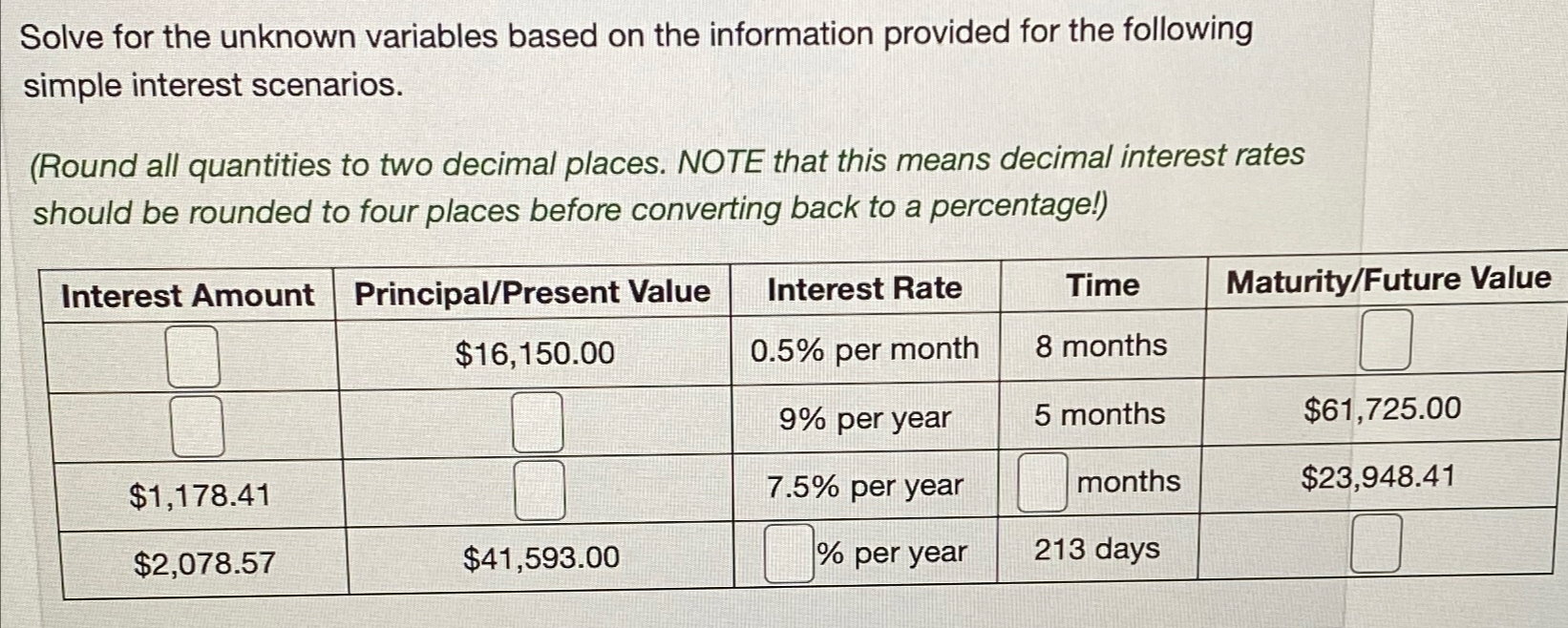 Solve for the unknown variables based on the | Chegg.com