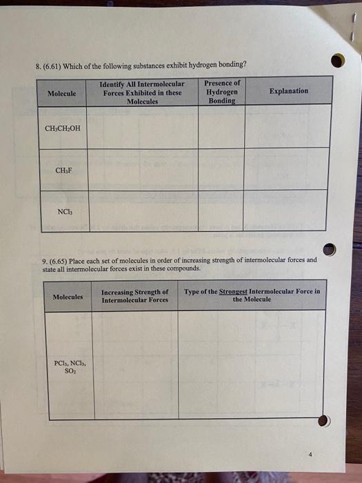 Solved 8. (6.61) Which of the following substances exhibit | Chegg.com