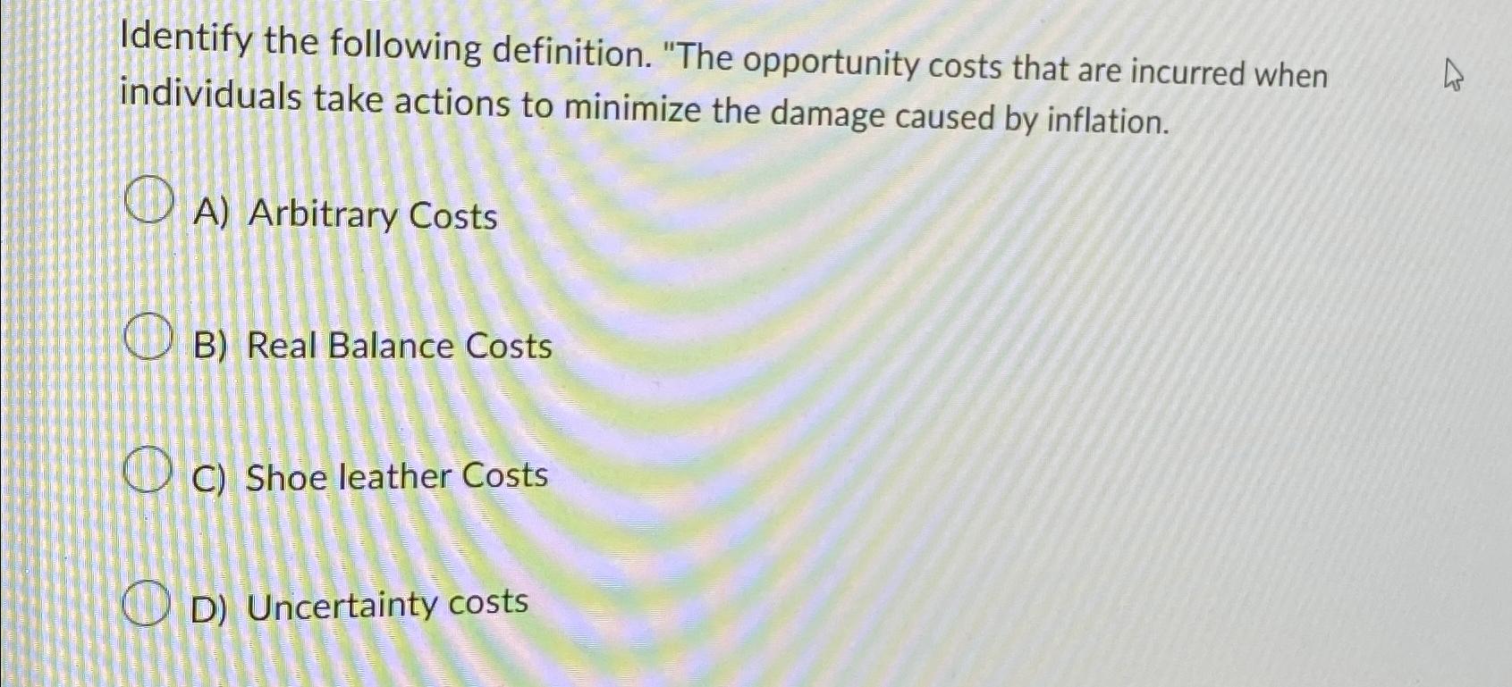 Solved Identify the following definition. "The opportunity | Chegg.com