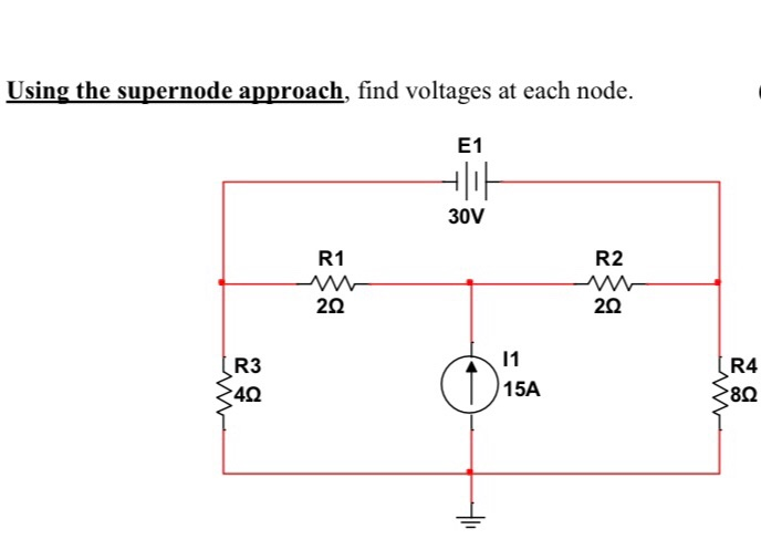 Solved Using the supernode approach, find voltages at each | Chegg.com