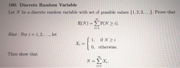 Solved 160. Discrete Random Variable Let N be a discrete | Chegg.com