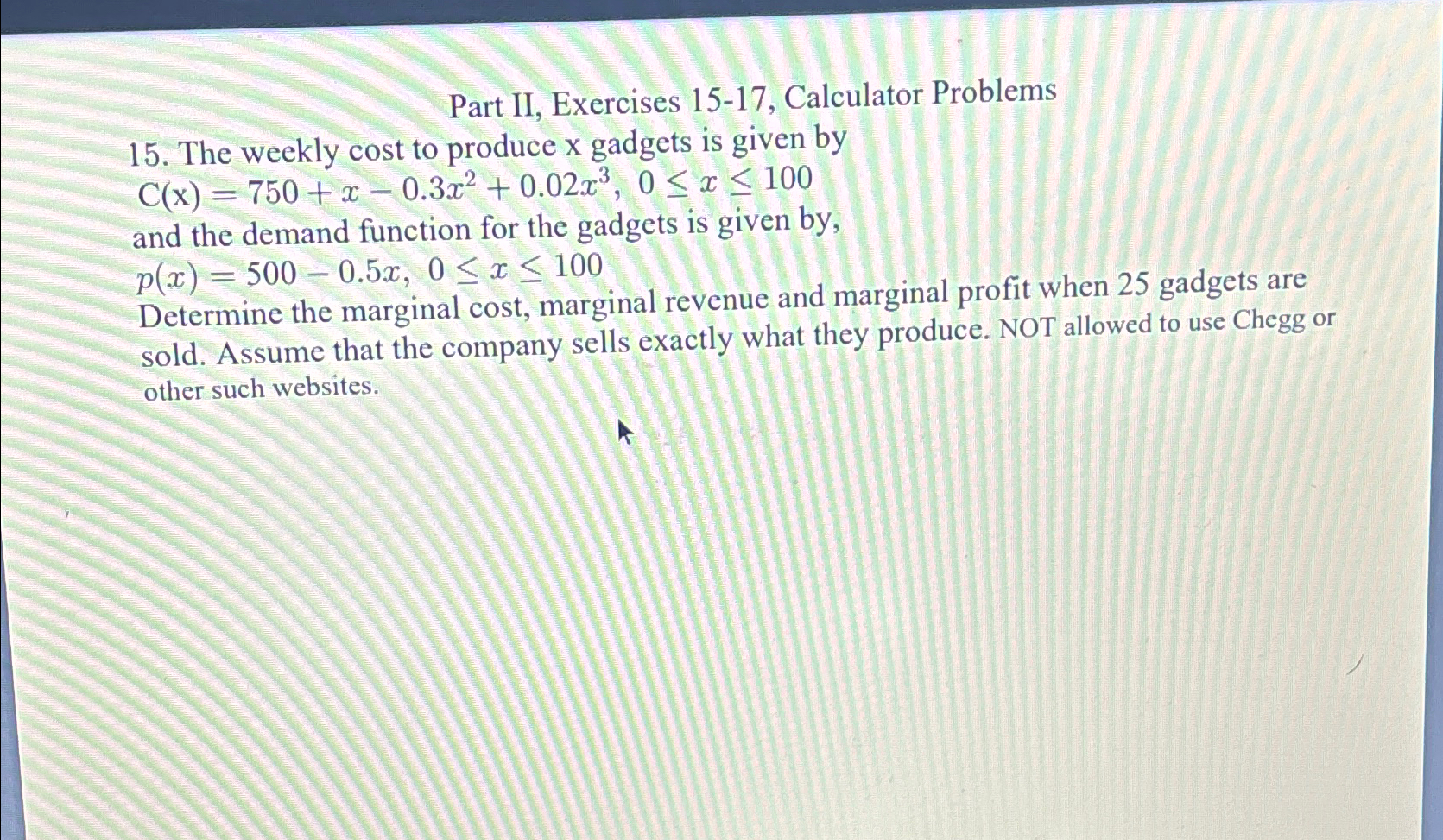 Solved Part II, ﻿Exercises 15-17, ﻿Calculator Problems15. | Chegg.com