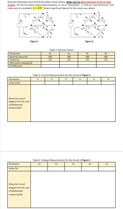 Solved Build the following circuit and in the tables shown | Chegg.com