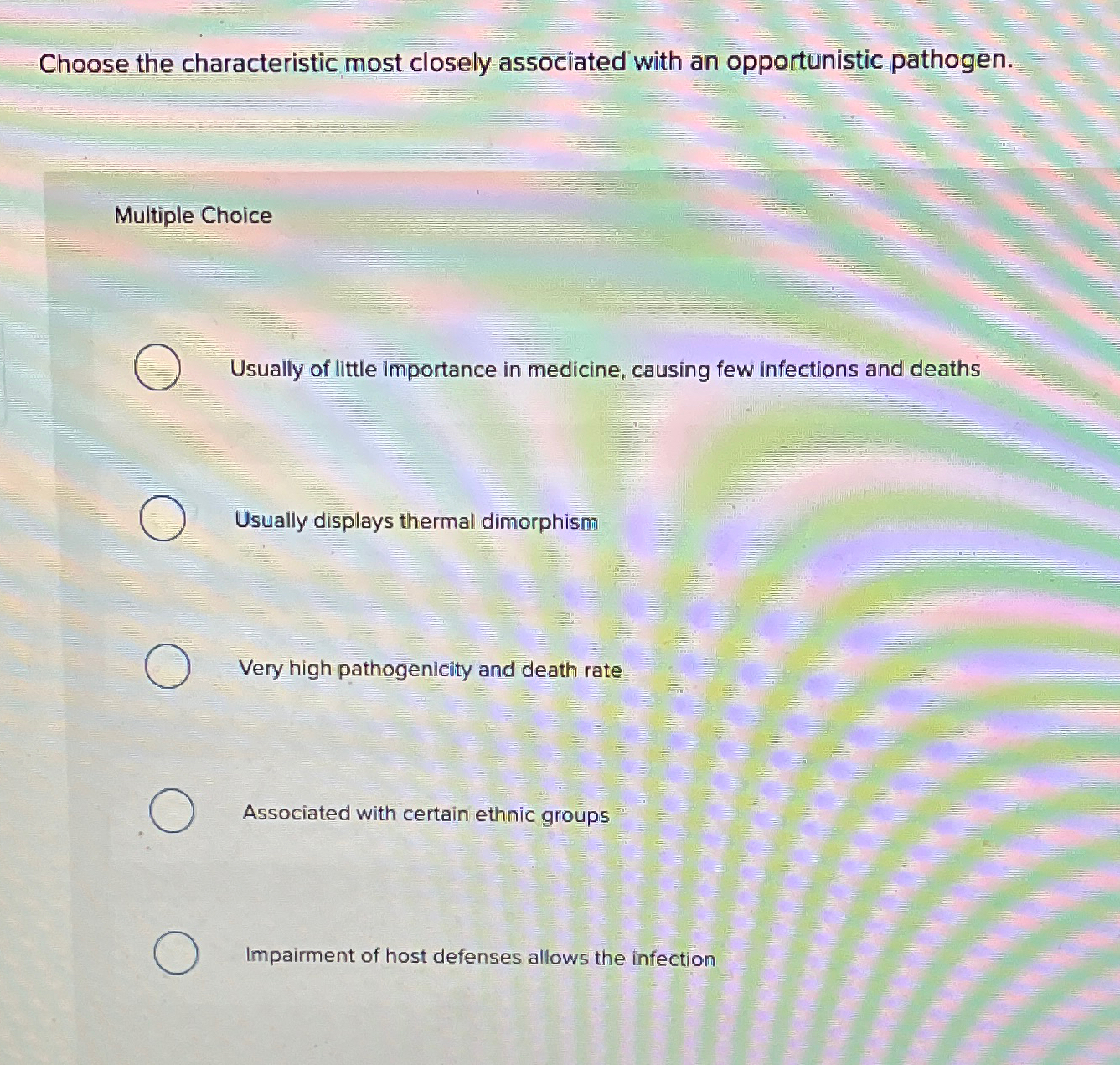 Solved Choose the characteristic most closely associated | Chegg.com