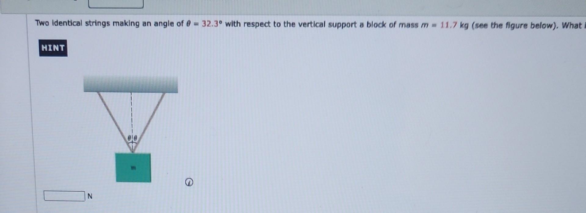 Solved Two identical strings making an angle of θ=32.3∘ with | Chegg.com