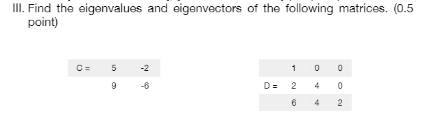 Solved III. Find the eigenvalues and eigenvectors of the | Chegg.com