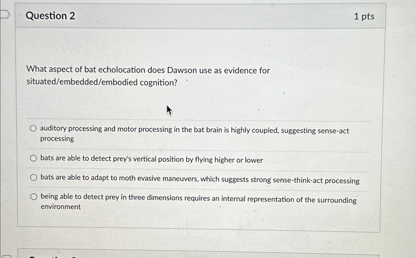 Solved Question 21 ﻿ptsWhat aspect of bat echolocation does | Chegg.com