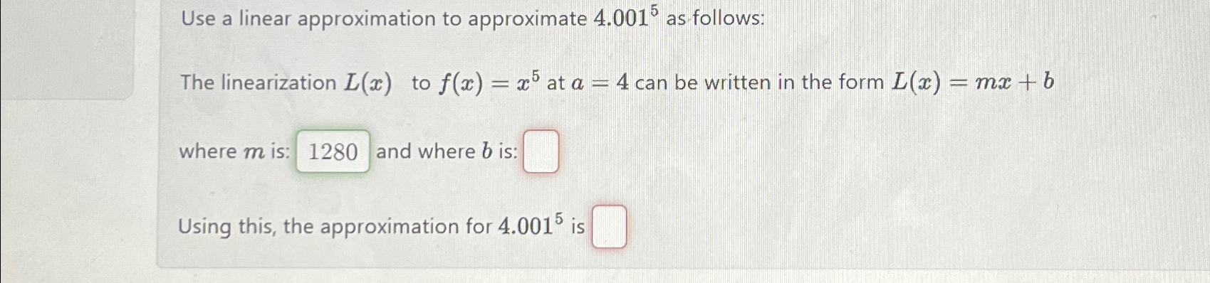 Solved Use a linear approximation to approximate 4.0015 ﻿as | Chegg.com