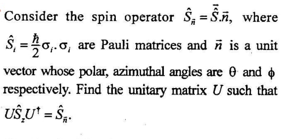 Solved Consider the spin operator | Chegg.com
