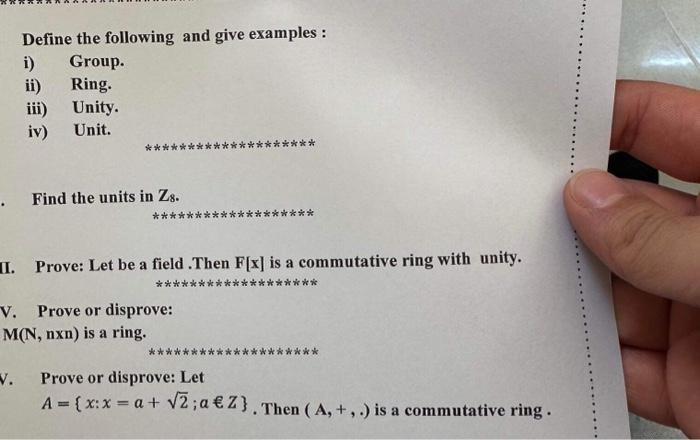 Solved Define the following and give examples : i) Group. | Chegg.com