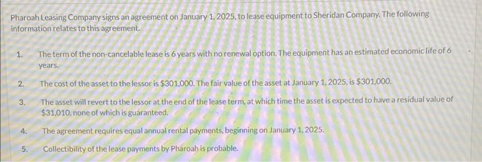 Pharoah Leasing Company signs an agreement on January | Chegg.com
