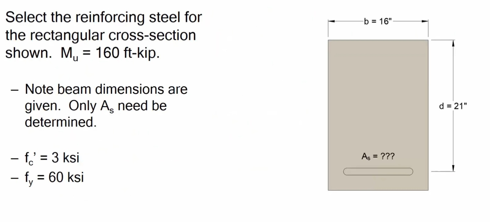Solved Select the reinforcing steel for the rectangular | Chegg.com