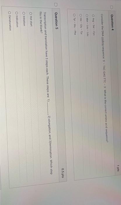 Solved Question 1 Which of the following codon sequences | Chegg.com