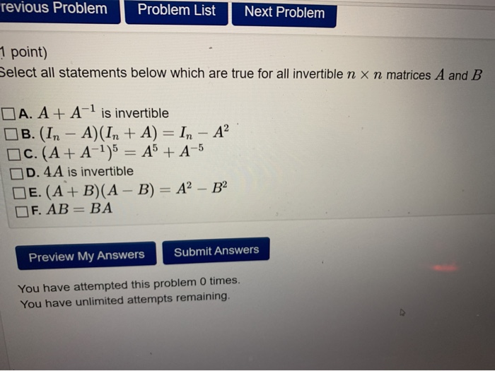 Solved revious Problem Problem List Next Problem 1 point) | Chegg.com