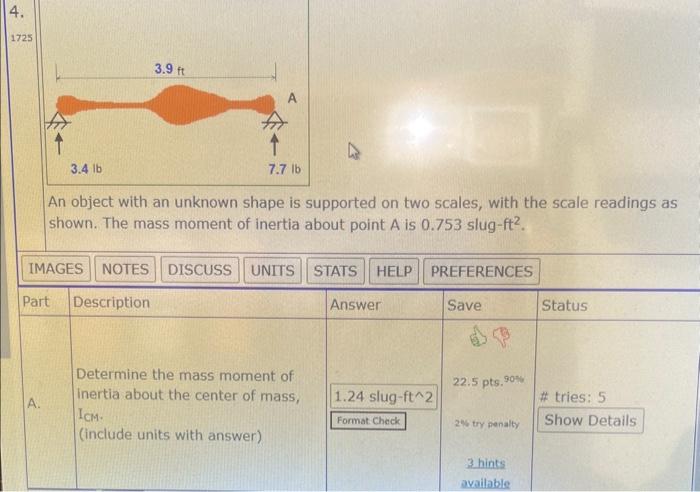 Solved An object with an unknown shape is supported on two | Chegg.com