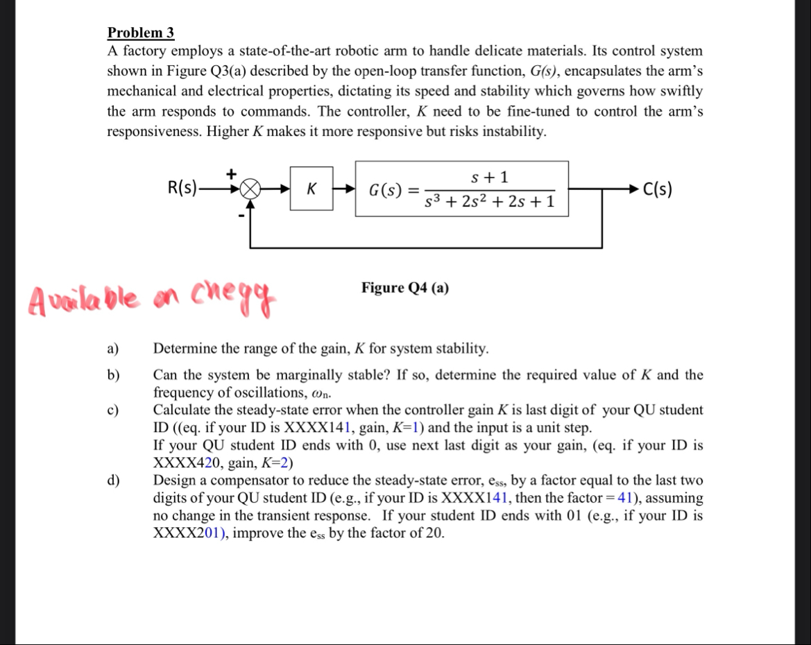 Solved Problem 3A factory employs a state-of-the-art robotic | Chegg.com