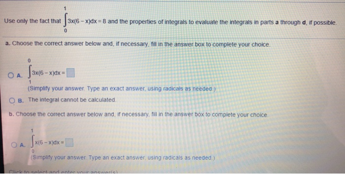Solved Use only the fact that 3x(6 - x)dx = 8 and the | Chegg.com