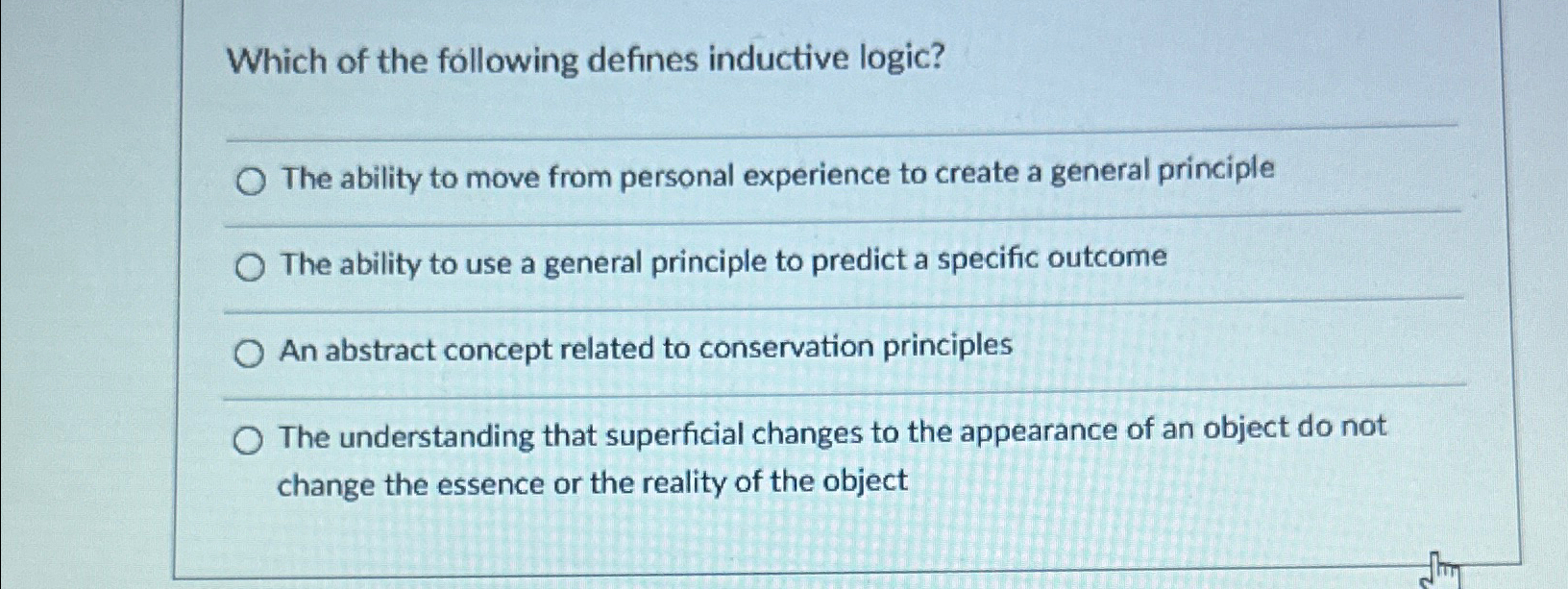 Solved Which of the following defines inductive logic?q,The | Chegg.com
