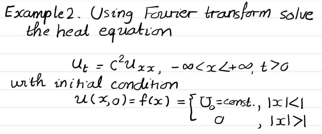 Solved Example 2. Using Fourier transform solve the heat | Chegg.com