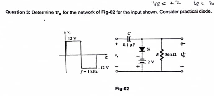 VR=+2iQ=20Question 3: Determine v0 ﻿for the network | Chegg.com