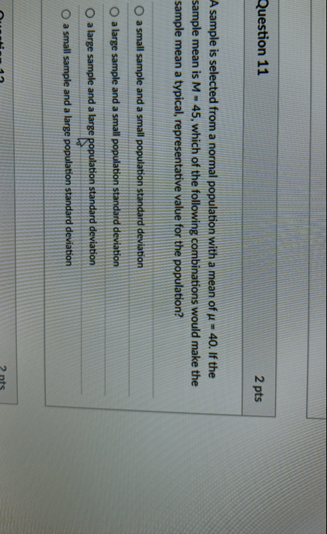 Solved A Question 112 ﻿ptsA sample is selected from a normal | Chegg.com