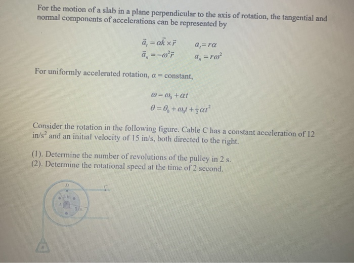 Solved For the motion of a slab in a plane perpendicular to | Chegg.com