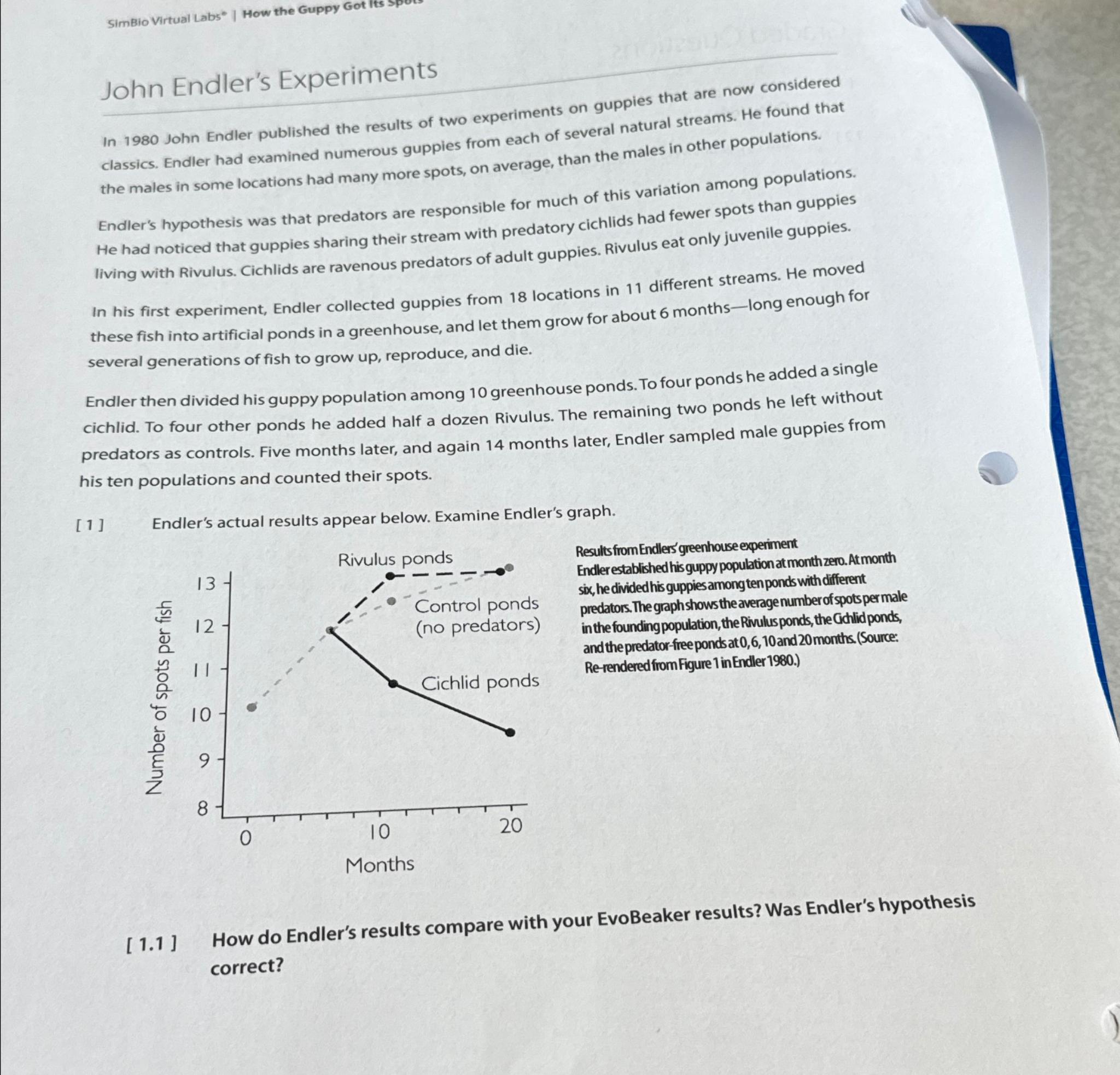 Solved SimBio Virtual Labs ^(**) How the Guppy Got lts | Chegg.com