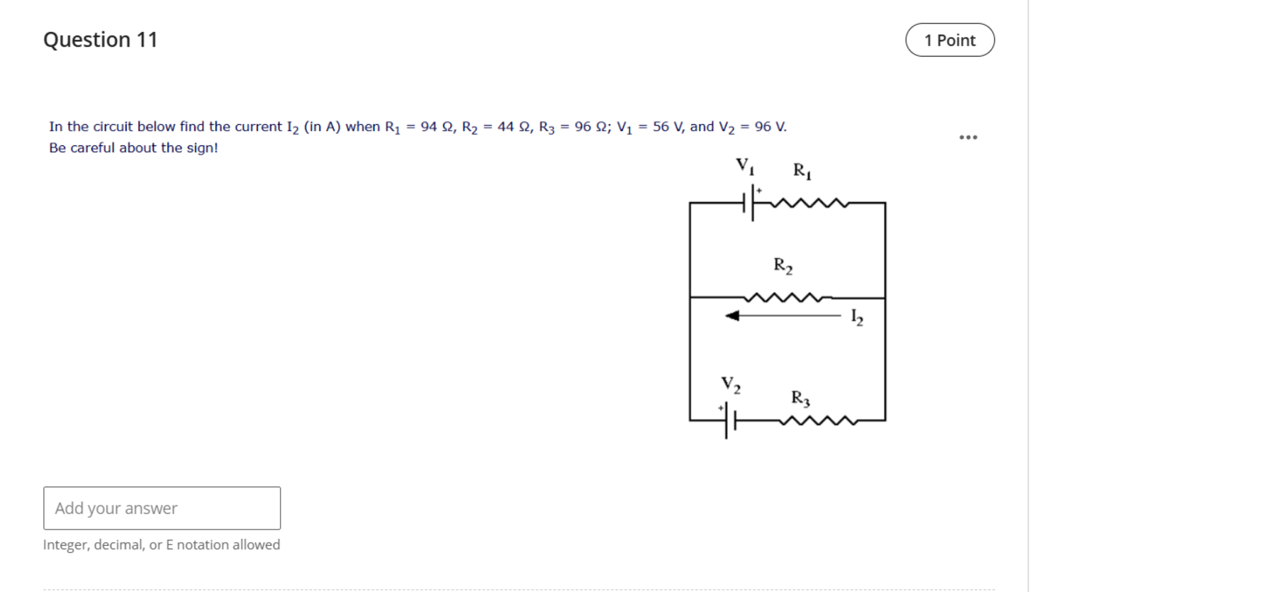 Solved Question 11In ﻿the circuit below find the current | Chegg.com