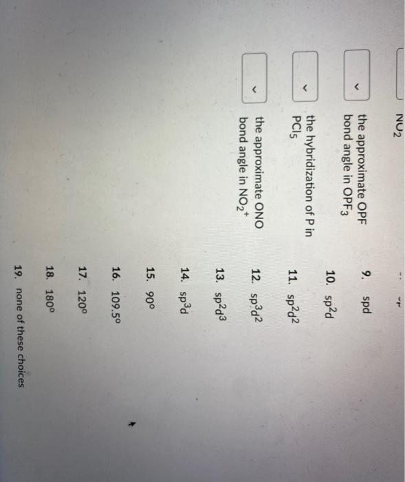 Solved Please select the numbered choice that matches each | Chegg.com