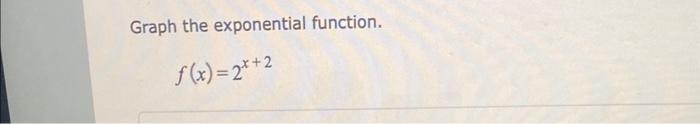 Solved Graph the exponential function. f(x)=2x+2 | Chegg.com