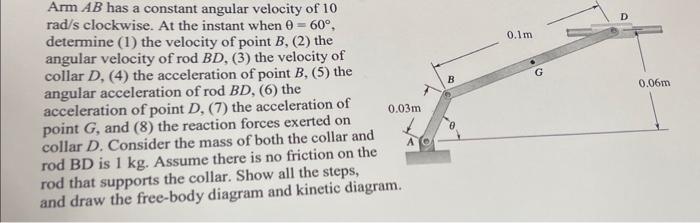 Solved Arm AB has a constant angular velocity of 10 rad/s | Chegg.com
