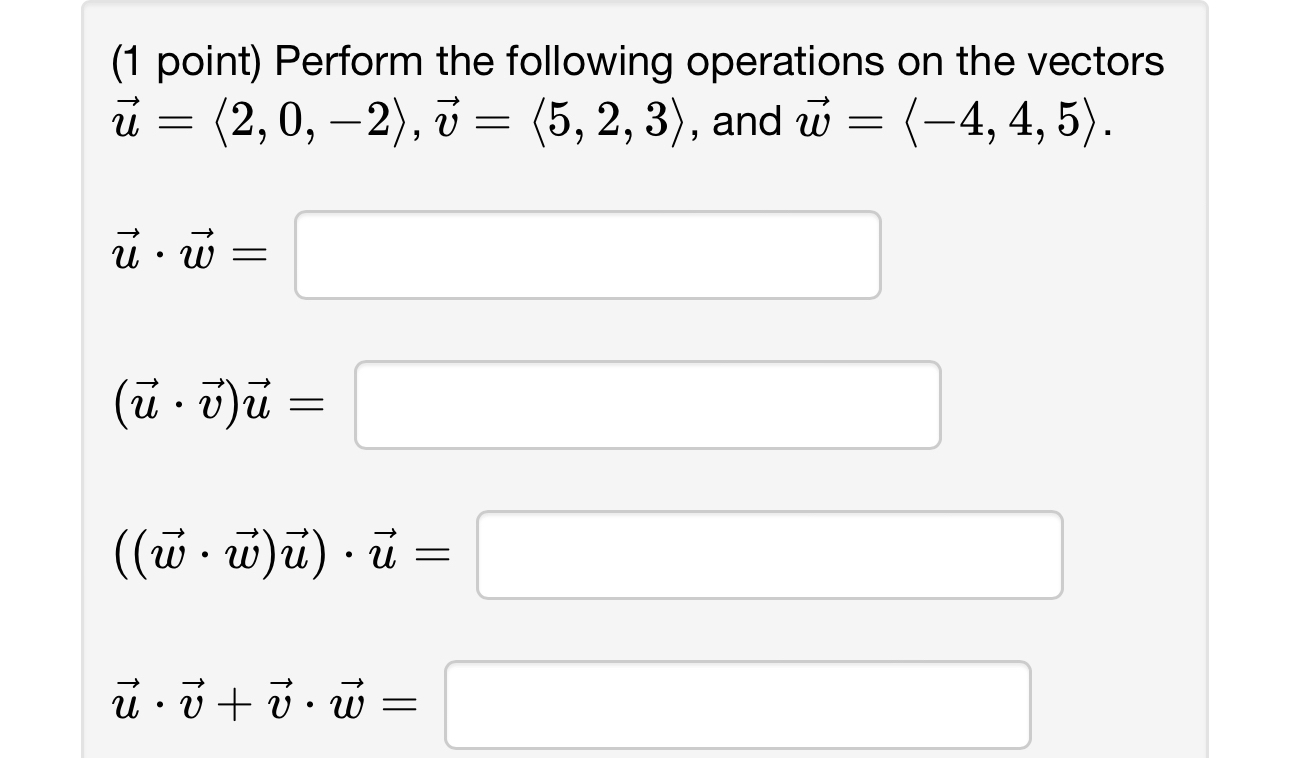 Solved (1 ﻿point) ﻿Perform the following operations on the | Chegg.com