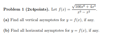 Solved Problem 1 (2x4points). ﻿Let f(x)=100x6+4x42x3-x2.(a) | Chegg.com