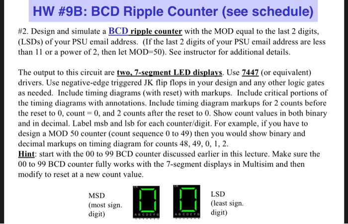 Example: Timing Diagrams for HW #9B BCD Counter | Chegg.com