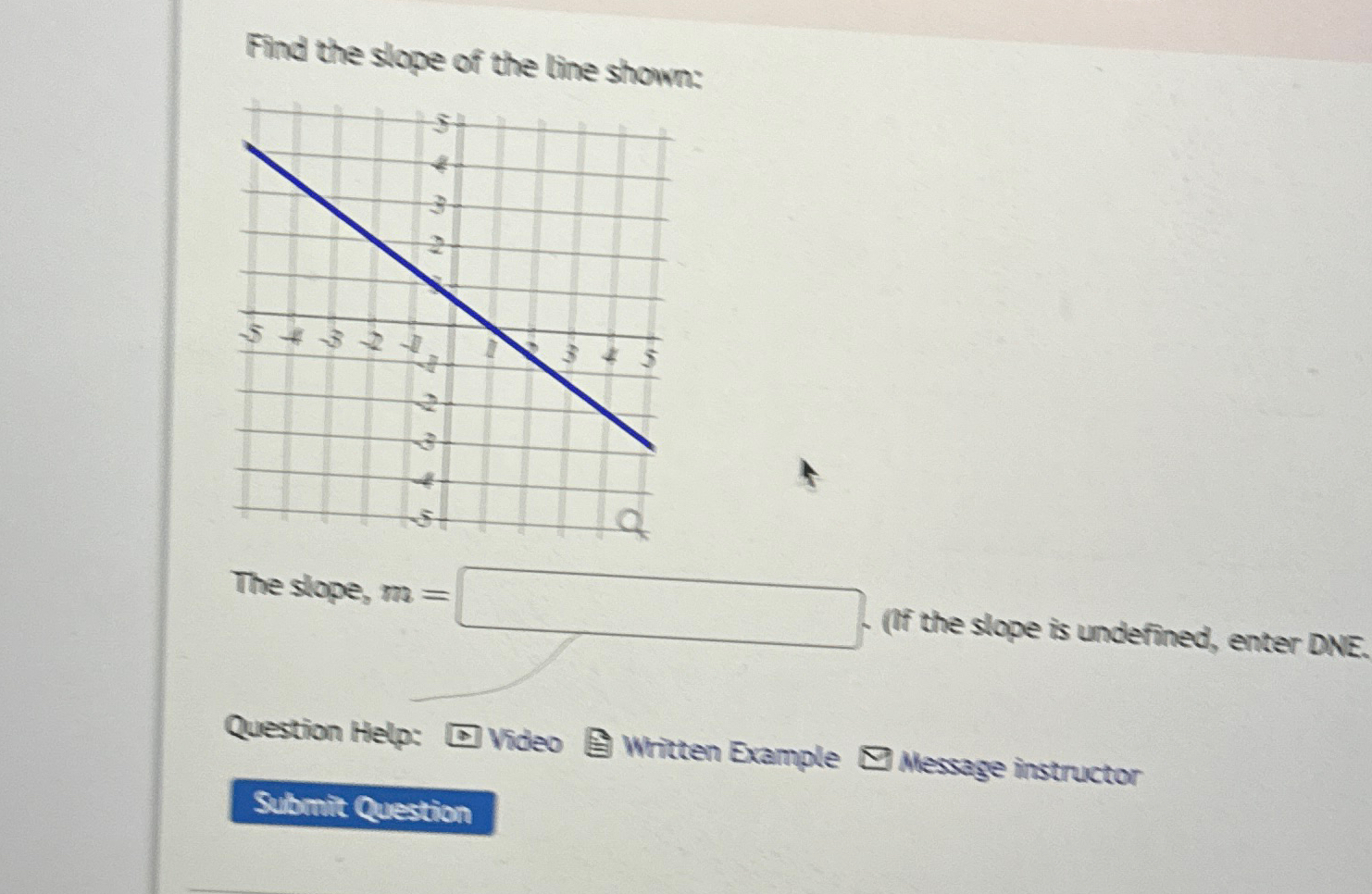 Solved Find the slope of the line shown:The slope, m= (If | Chegg.com