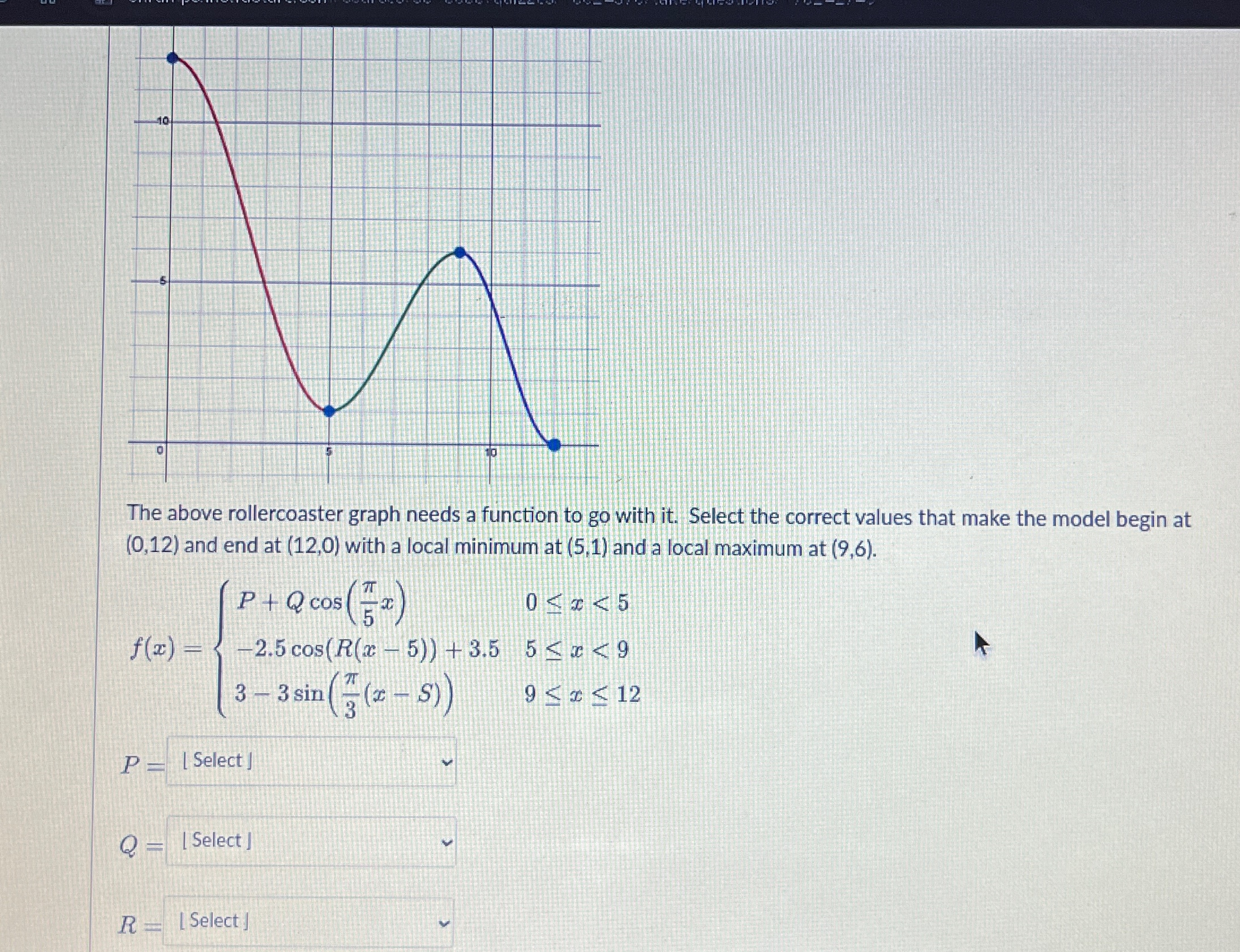 Solved The above rollercoaster graph needs a function to go | Chegg.com