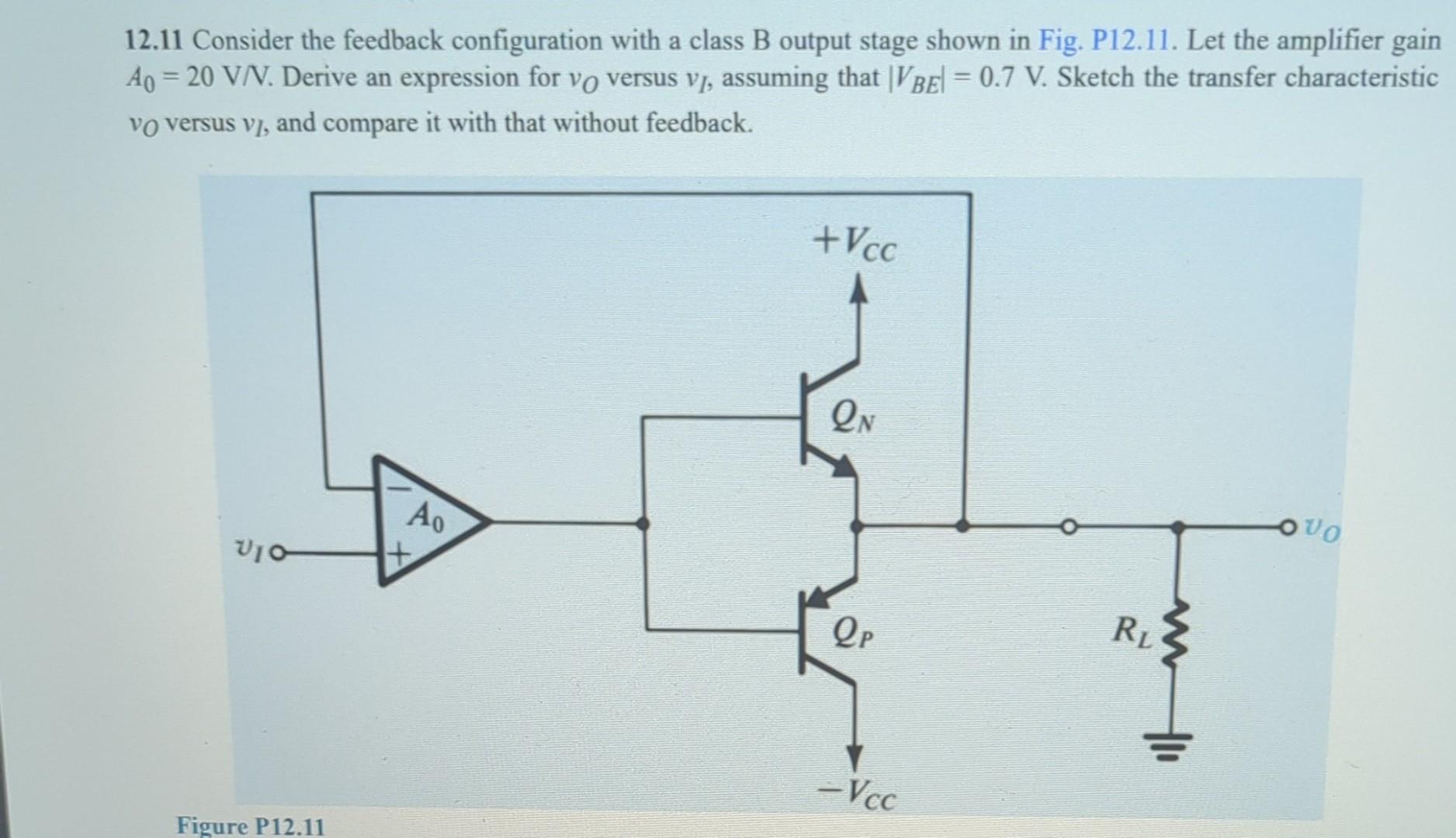 Solved 12.11 Consider the feedback configuration with a | Chegg.com