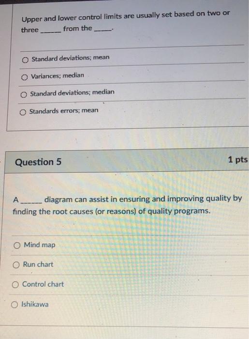 Solved Upper and lower control limits are usually set based | Chegg.com