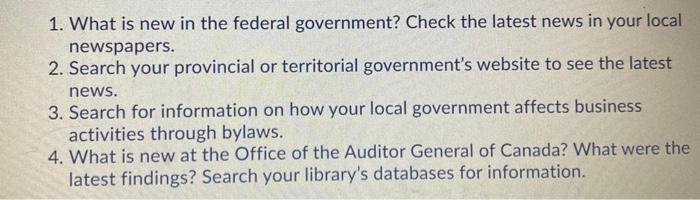1. What is new in the federal government? Check the | Chegg.com