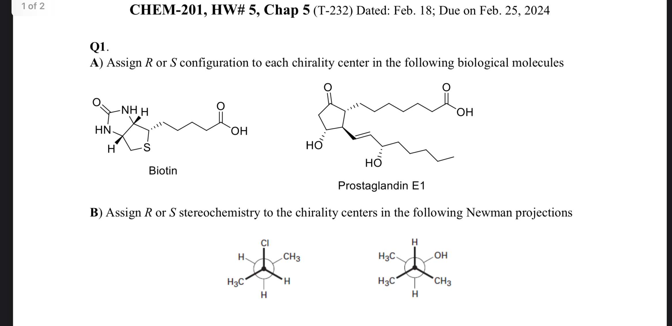 Solved Q1.A) ﻿Assign R ﻿or S ﻿configuration to each | Chegg.com