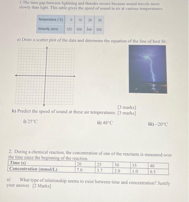 Solved 1.The time gap between lightning and thunder occurs | Chegg.com