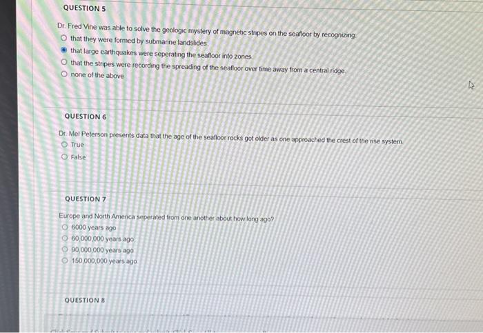 Solved Dr. Fred Vine was able to solve the geologic mystery | Chegg.com