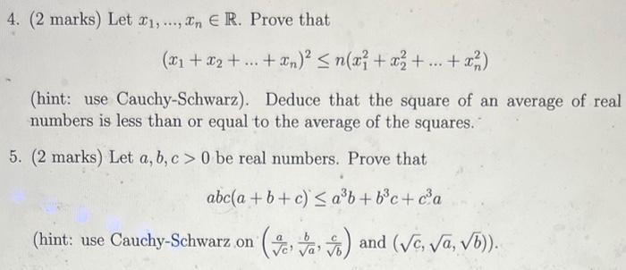 Solved 4. ( 2 marks) Let x1,…,xn∈R. Prove that | Chegg.com